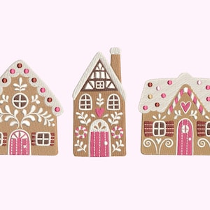 Three Gingerbread Houses Embroidery Design | 3 Sizes Each | 9 Files ...