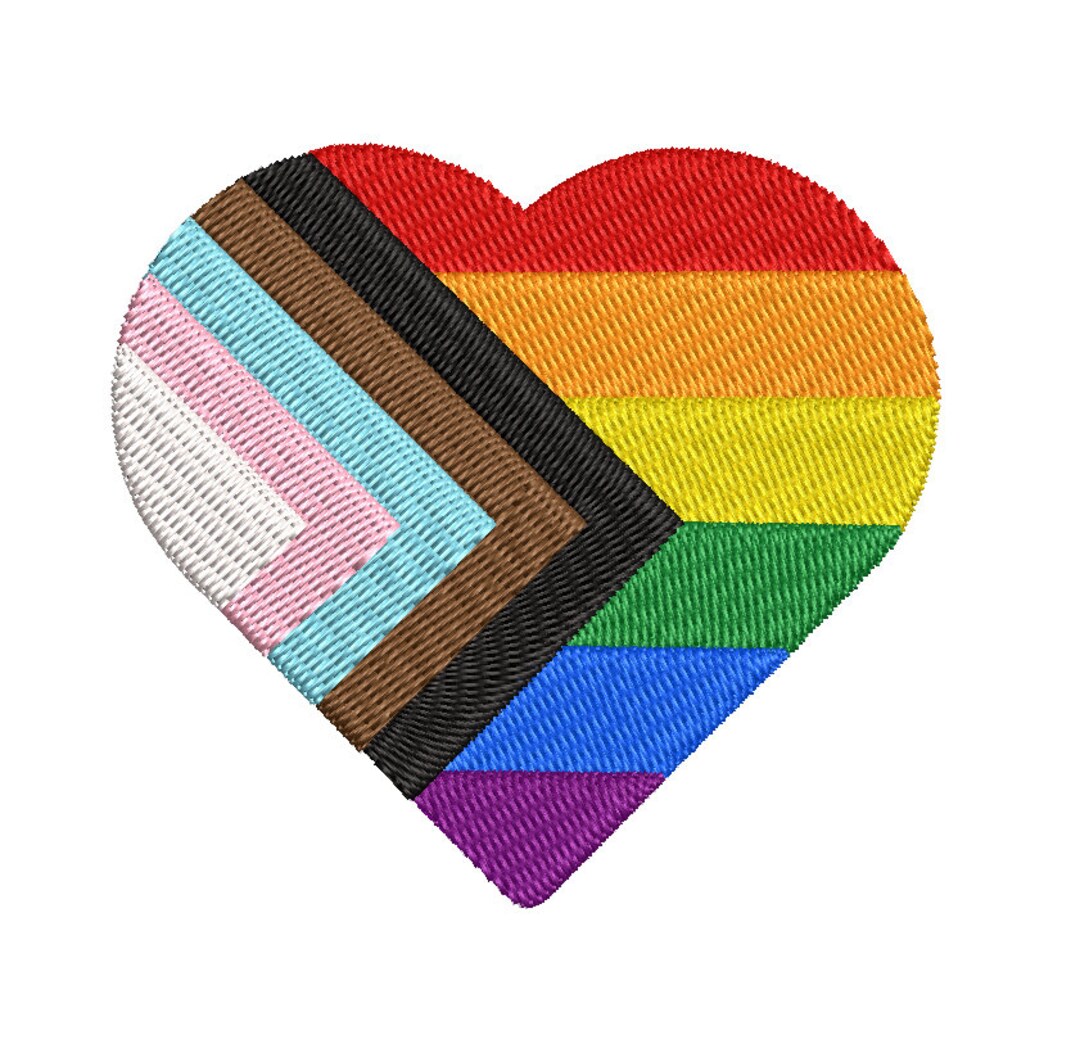 Gay Pride Progress Heart Embroidery File | 3 Sizes | Machine Embroidery ...