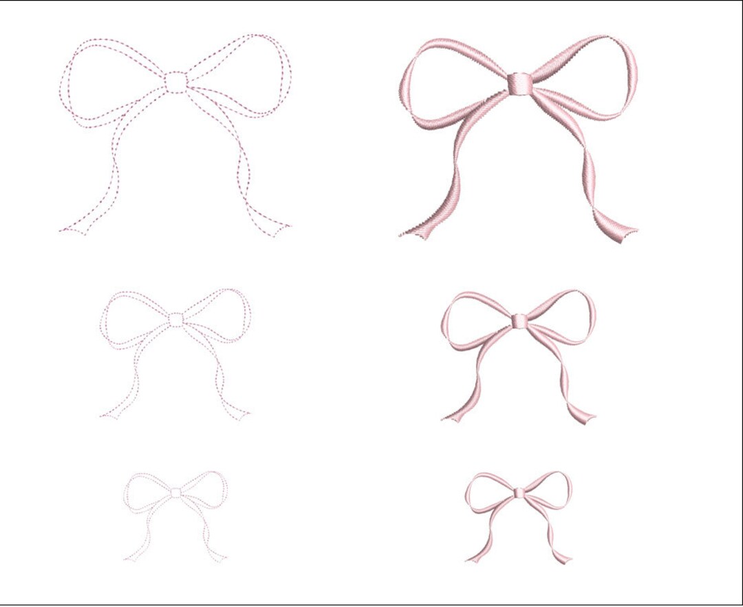 Bow Embroidery | 2 Designs, 3 Sizes, 6 Files Total - Etsy
