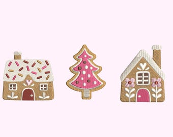 Three Gingerbread Houses Embroidery Design 3 Sizes Each 9 Files Total ...