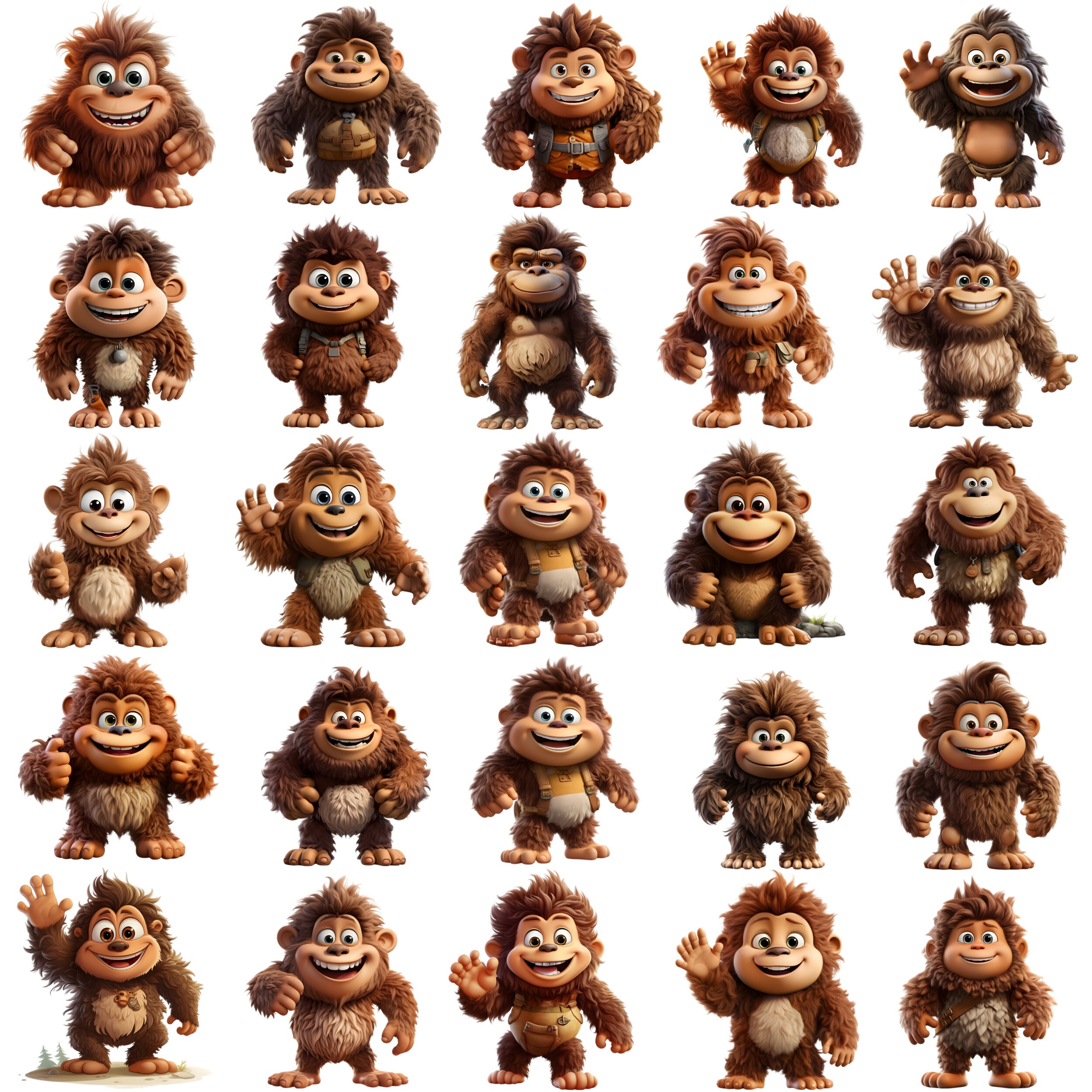 3D Cute Baby Bigfoot Clipart, Baby Sasquatch Clipart PNG, Bigfoot ...