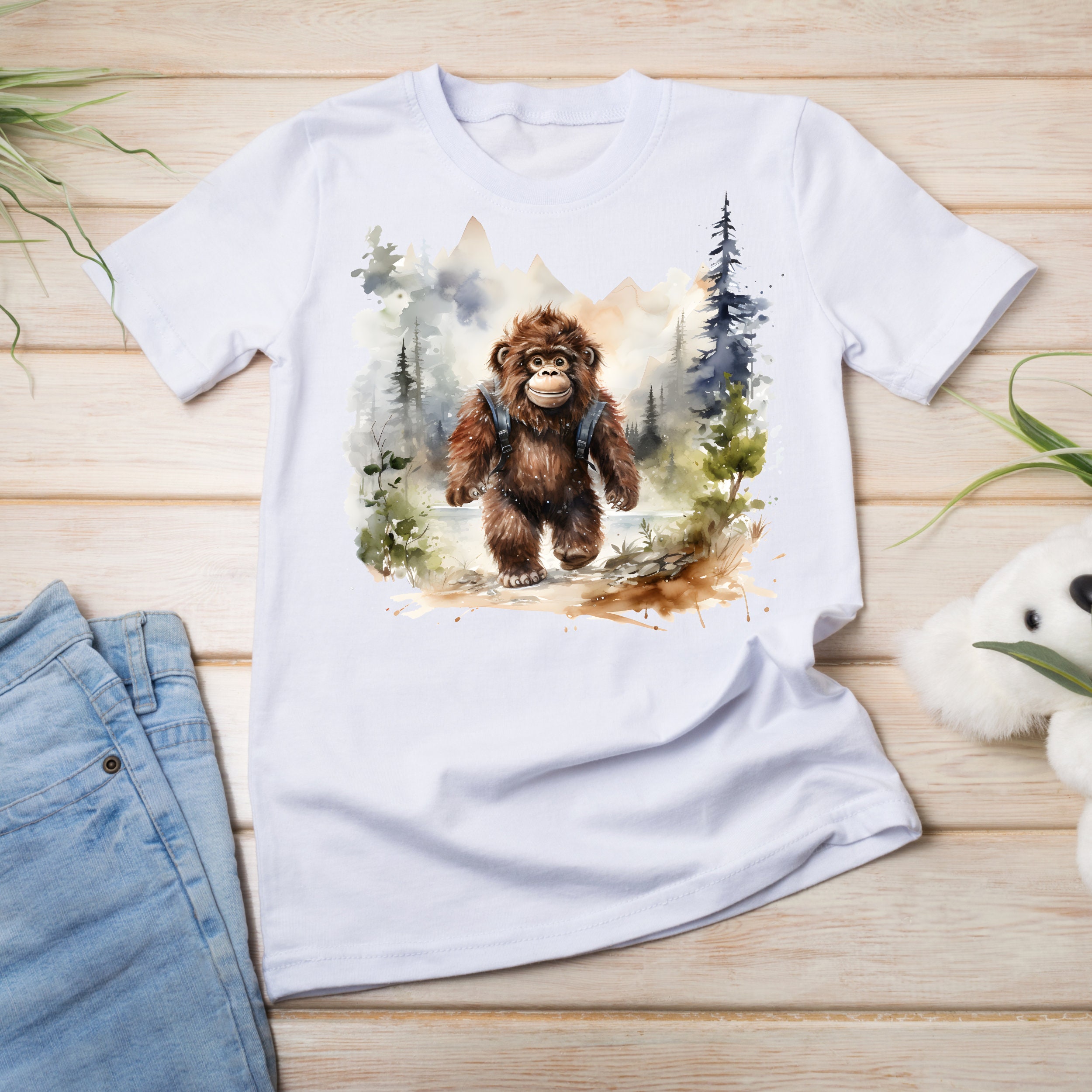 Cute Baby Bigfoot Watercolor Clipart Png,watercolor Baby Sasquatch ...