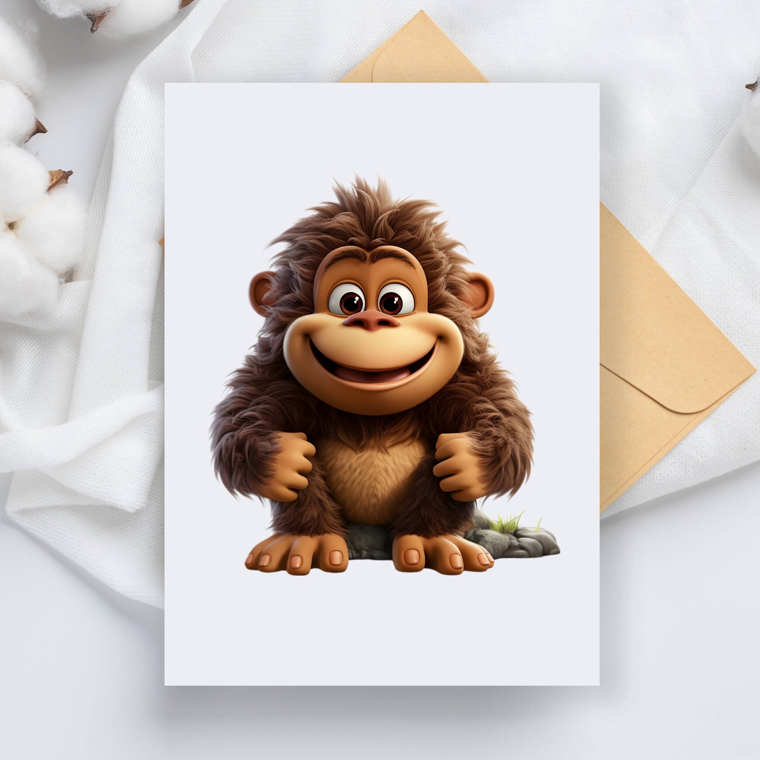 3D Cute Baby Bigfoot Clipart, Baby Sasquatch Clipart PNG, Bigfoot ...