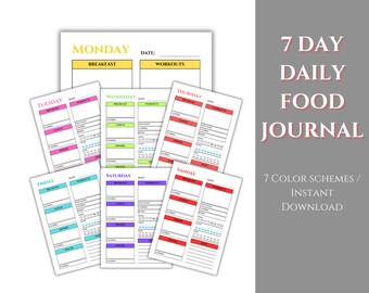 7 Day Food Journal INSTANT DOWNLOAD - Etsy
