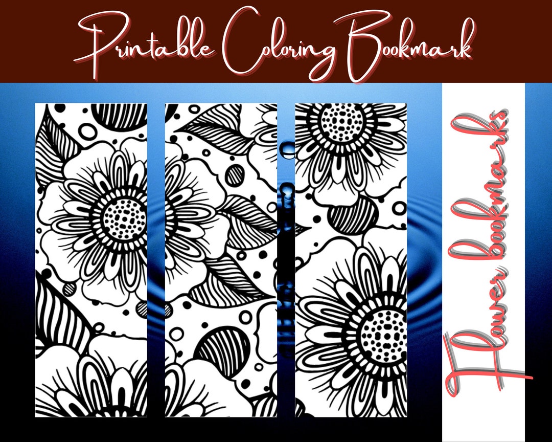 Printable Coloring Flower Bookmarks - Etsy