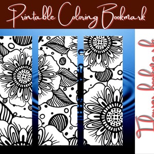 Printable Coloring Flower Bookmarks - Etsy