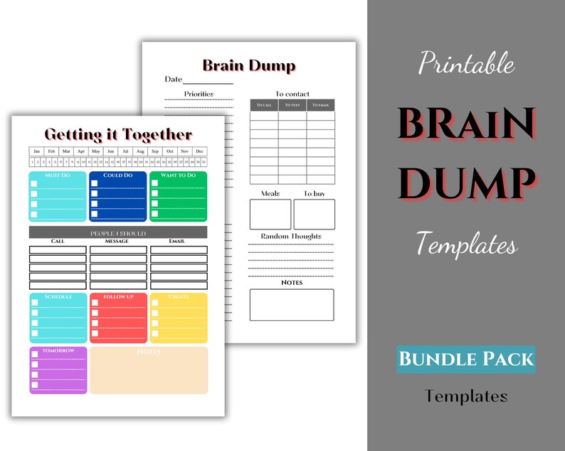 Brain Dump Template BUNDLE - Etsy