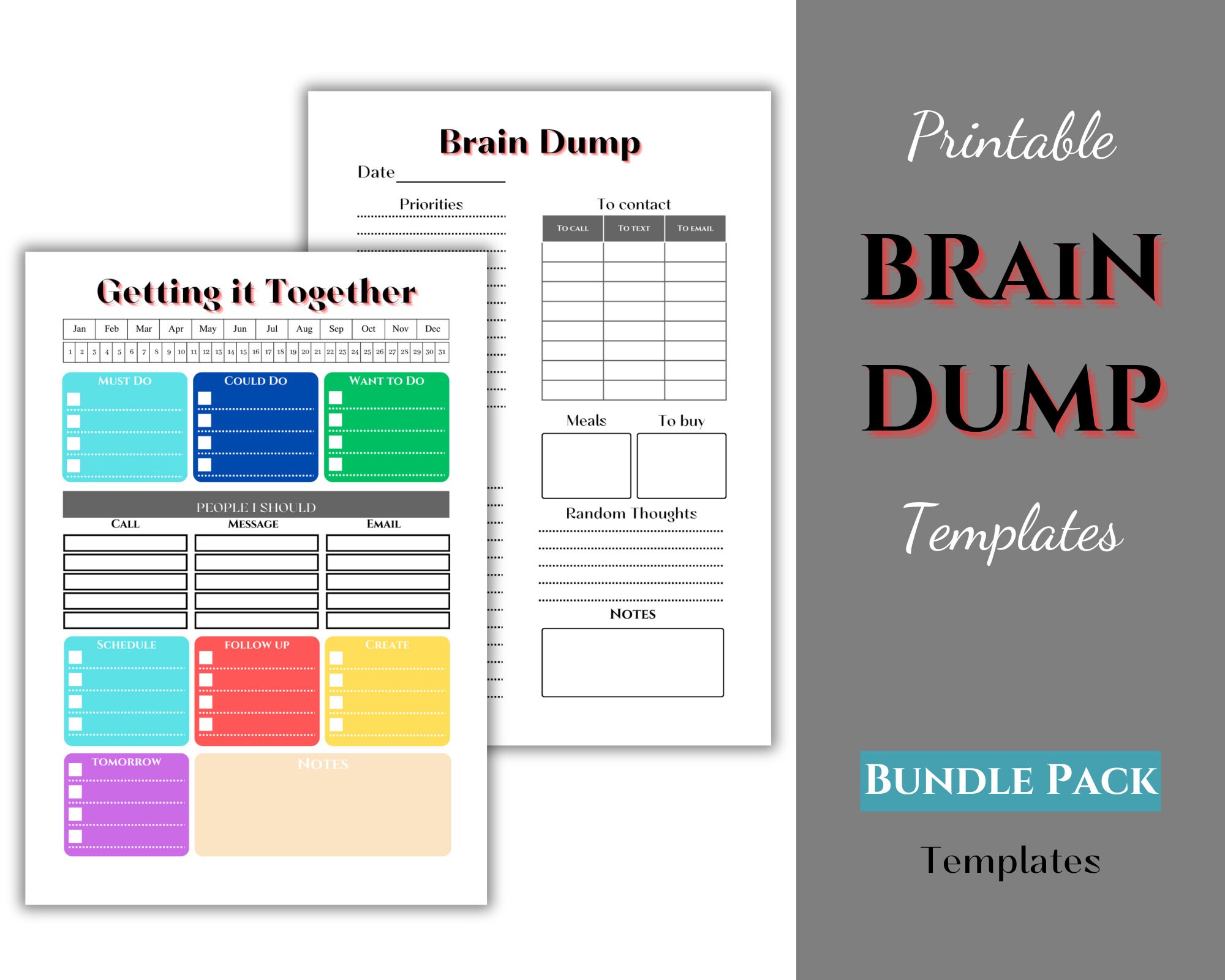Brain Dump Template BUNDLE - Etsy
