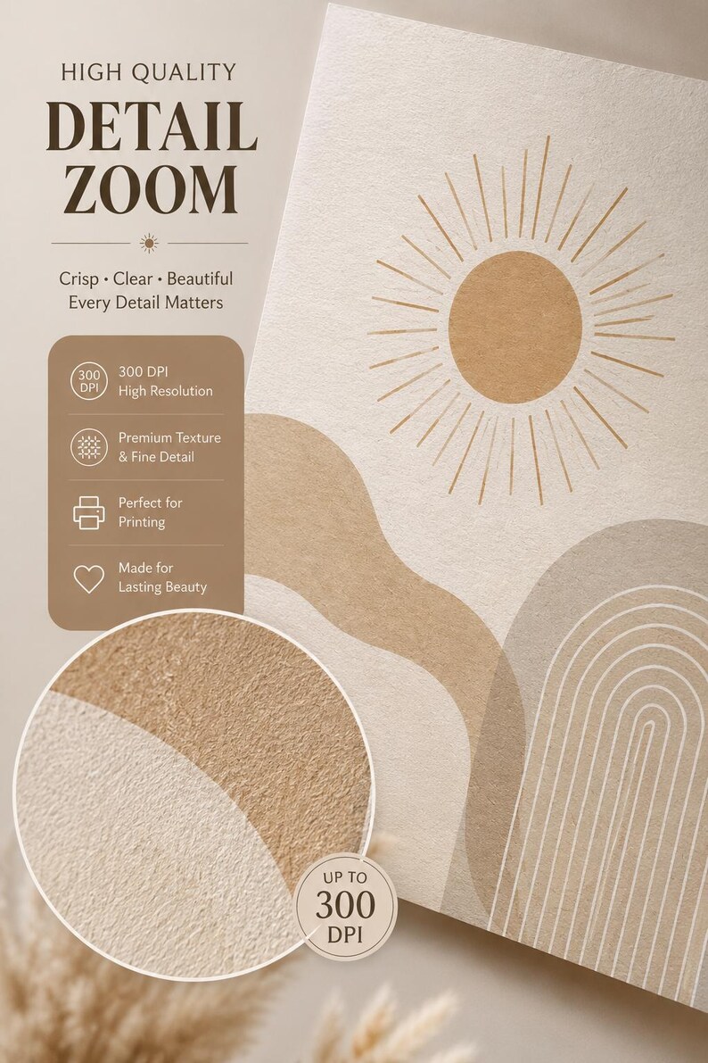 Neutral Abstract Sun Printable, Boho Beige Wall Art, Scandinavian ...