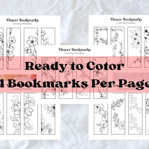 Printable Coloring Flower Bookmarks - Etsy