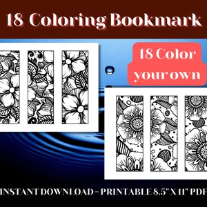 Printable Coloring Flower Bookmarks - Etsy