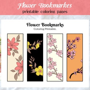 Printable Coloring Flower Bookmarks - Etsy