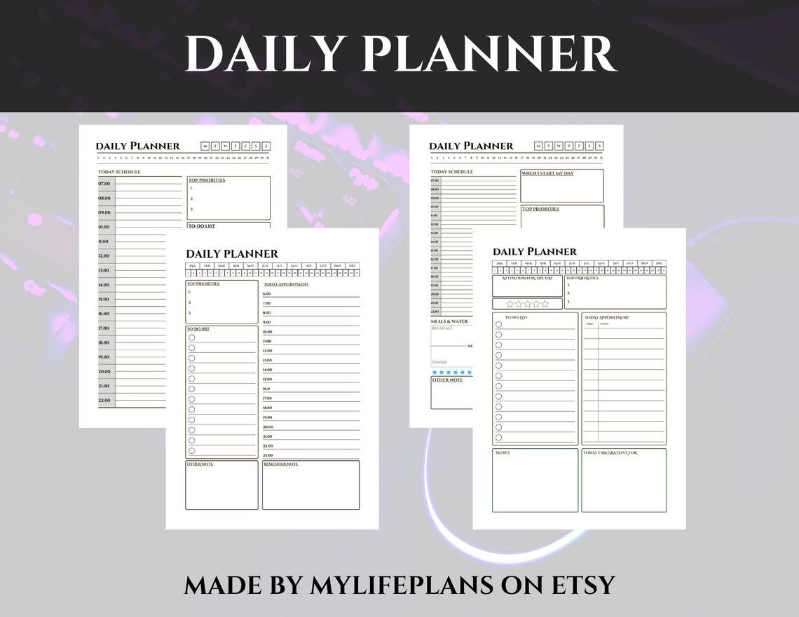 Printable Daily, Weekly, Monthly Planner Set (A4, A5, Letter, Half ...