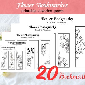 Printable Coloring Flower Bookmarks - Etsy