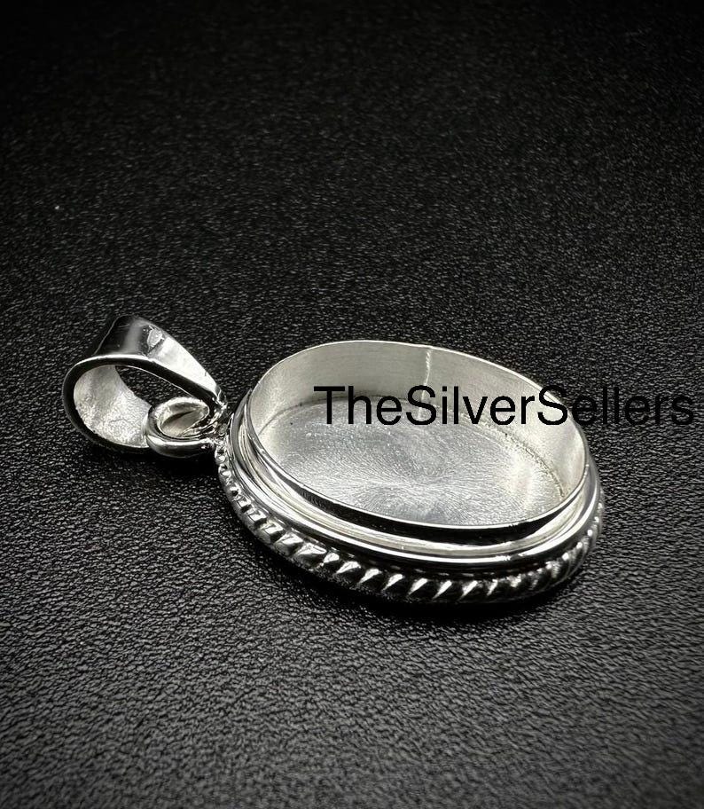 925 Sterling Silver Blank Oval Shape Bezel Pendant Setting for Resin ...
