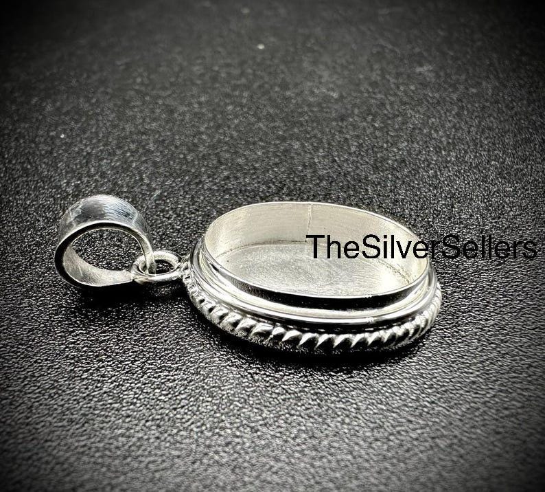 925 Sterling Silver Blank Oval Shape Bezel Pendant Setting for Resin ...