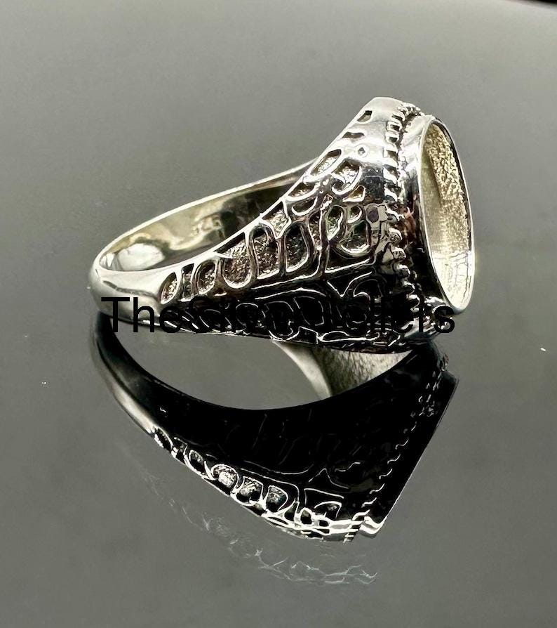 Engaste de anillo para hombre con forma redonda en blanco de plata ...