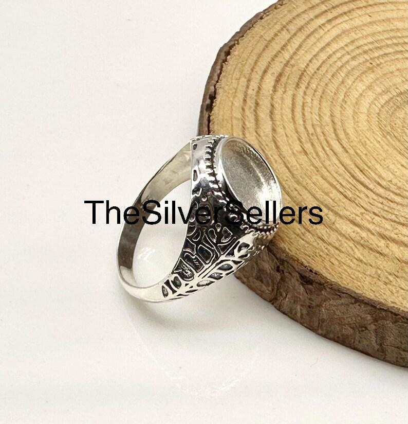 Engaste de anillo para hombre con forma redonda en blanco de plata ...