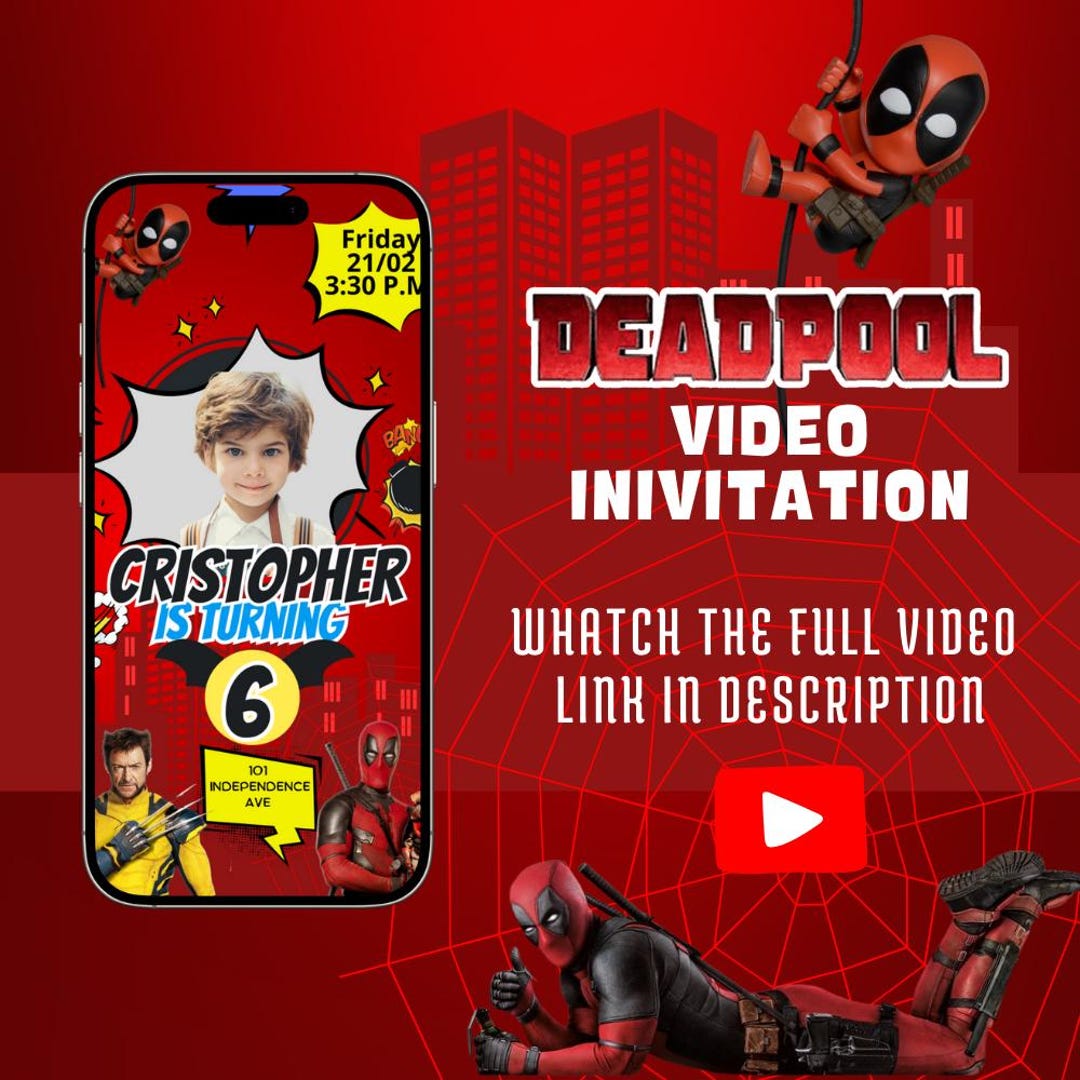 Deadpool Birthday Invitation Video, Marvel Superhero Animated Digital ...