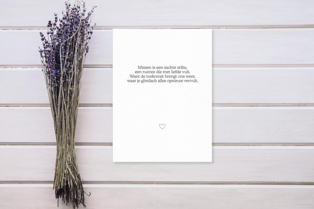 Overlijdensgedichtje - Rouwgedicht - Kaart- Exclusief papier - Verlies ...