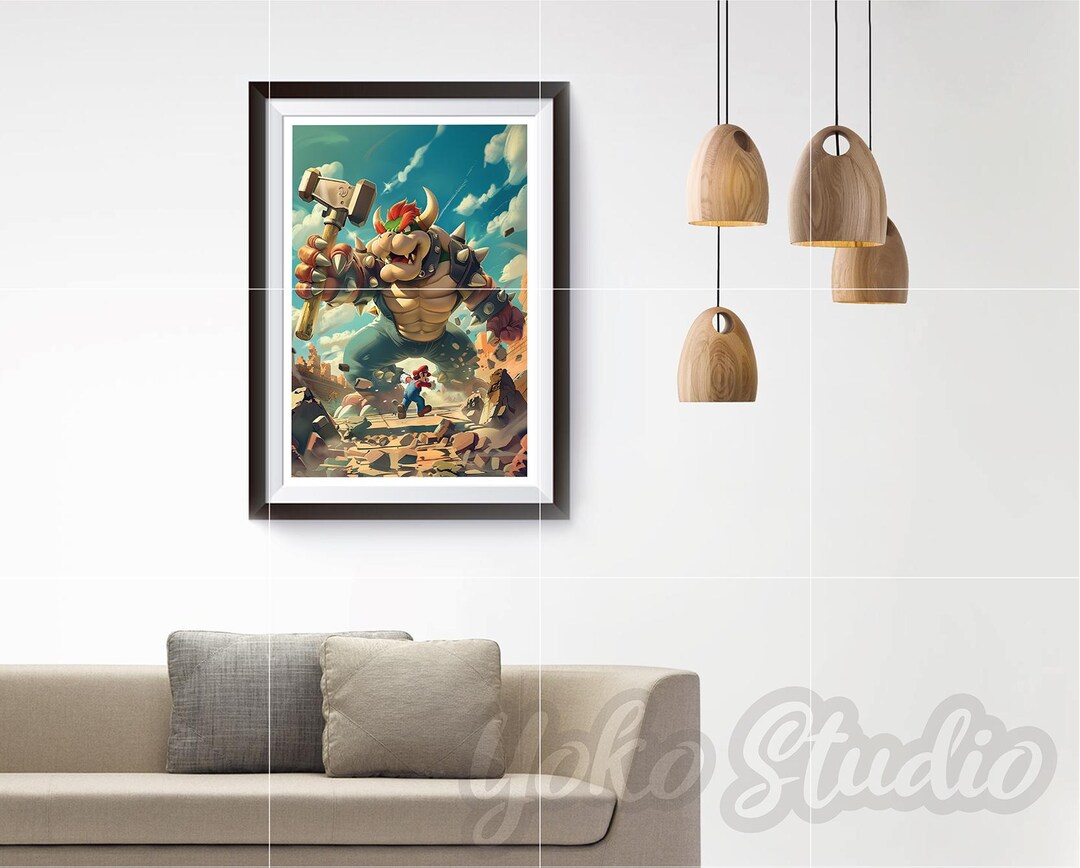 Bowser Poster, Mario Bros Digital File, Vintage Poster, Character Mario ...