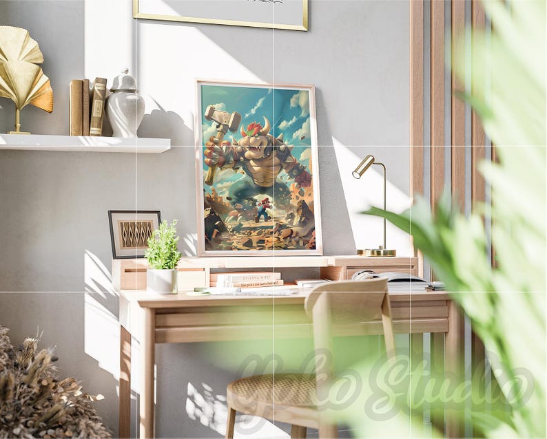 Bowser Poster, Mario Bros Digital File, Vintage Poster, Character Mario ...
