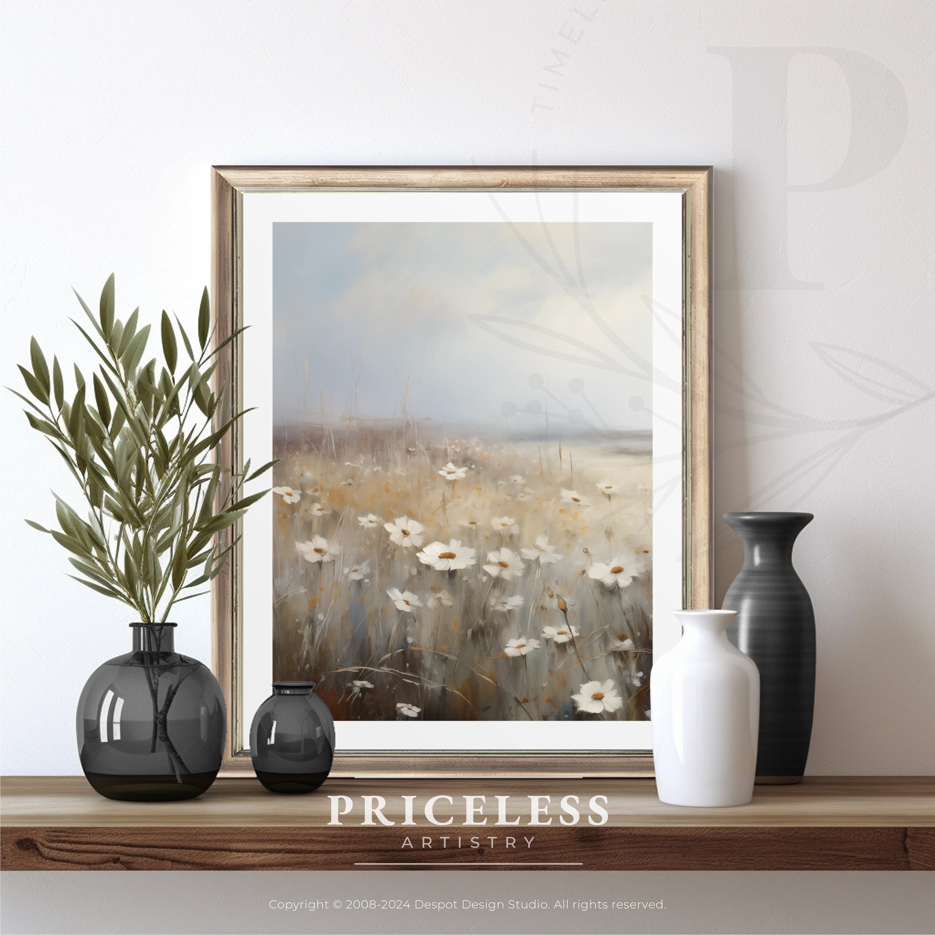 Wildflower Field Painting Spring Landscape, Country Field PRINTABLE ...
