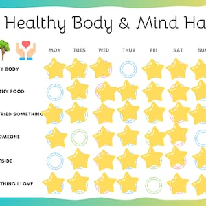 Kids Healthy Habits Chart - Body & Mind. Printable Digital Download PNG ...