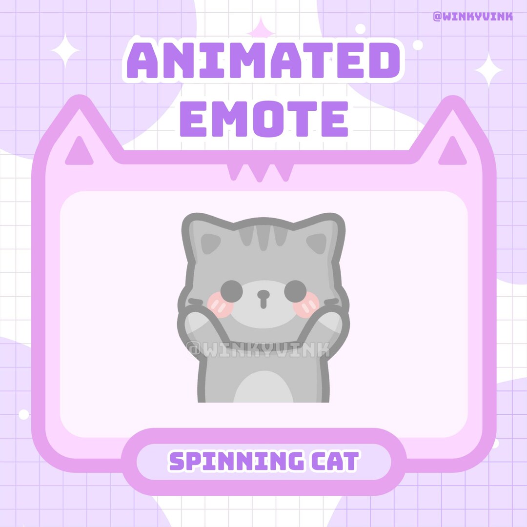 Gesto animado de gato gris girando en espiral 360 / Twitch, Discord ...