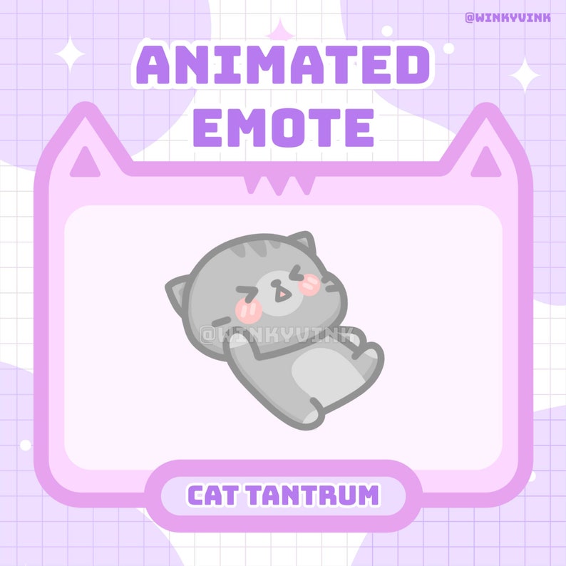 Animated Cute Grey Cat Throwing Tantrum Emote | Twitch, Discord ...