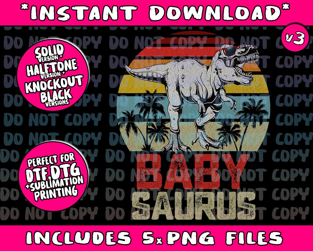 Babysaurus T Rex Dinosaur Baby Saurus Family Matching Png Bundle ...