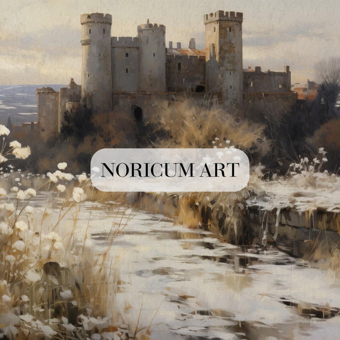 PRINTABLE Castle Painting,printable Wall Art,vintage Landscape Print ...