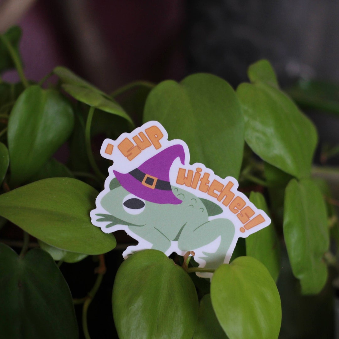 Witch Frog 'sup Witches HOLOGRAPHIC or MATTE 3 Inch Vinyl Sticker - Etsy