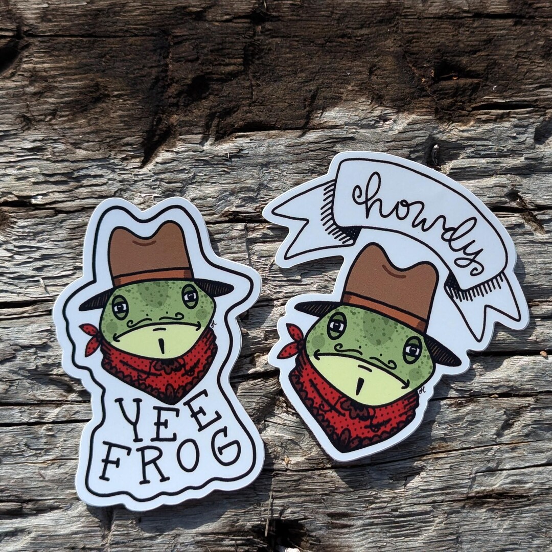 Outlaw Frog 3 Inch Vinyl Sticker - "howdy" or "yee Frog" Options. Silly ...