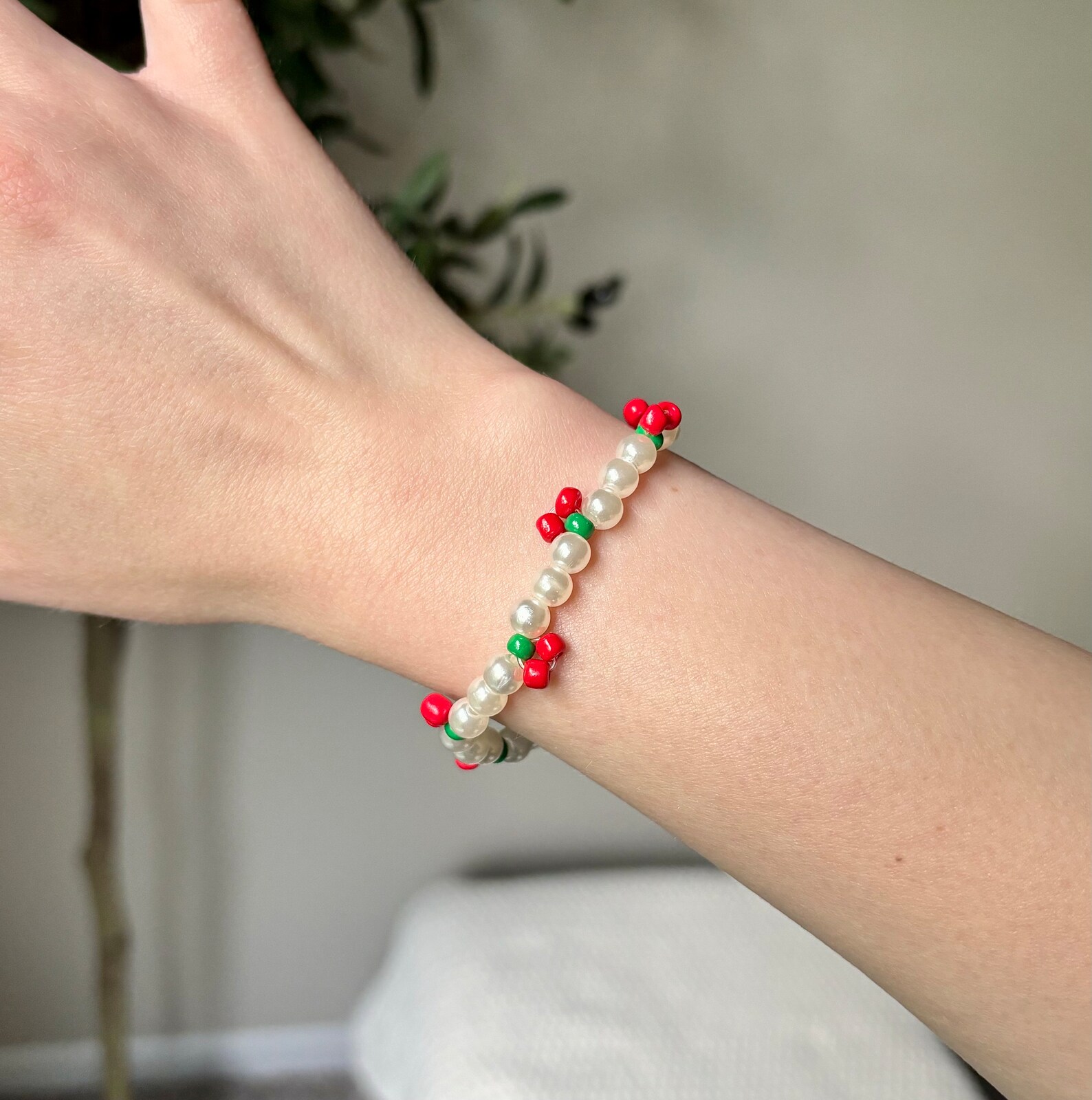 Beaded Berry Bracelet | Dainty Cherry or Grape Design | Handmade ...