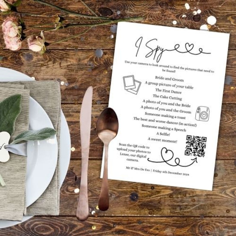 QR Code I Spy Wedding Card I Spy Wedding Game Wedding Reception Games ...