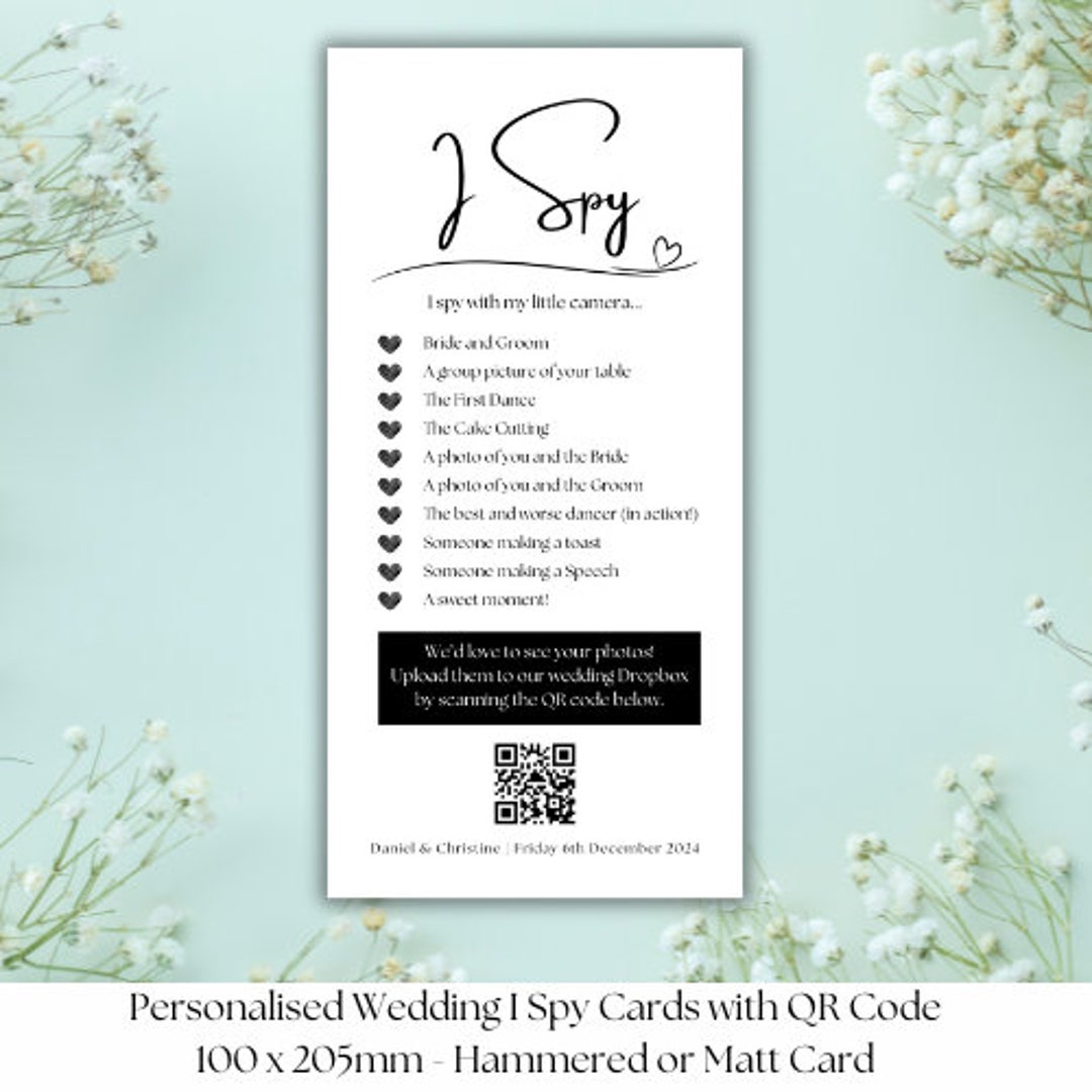 QR Code I Spy Wedding Card I Spy Wedding Game Wedding Reception Games ...