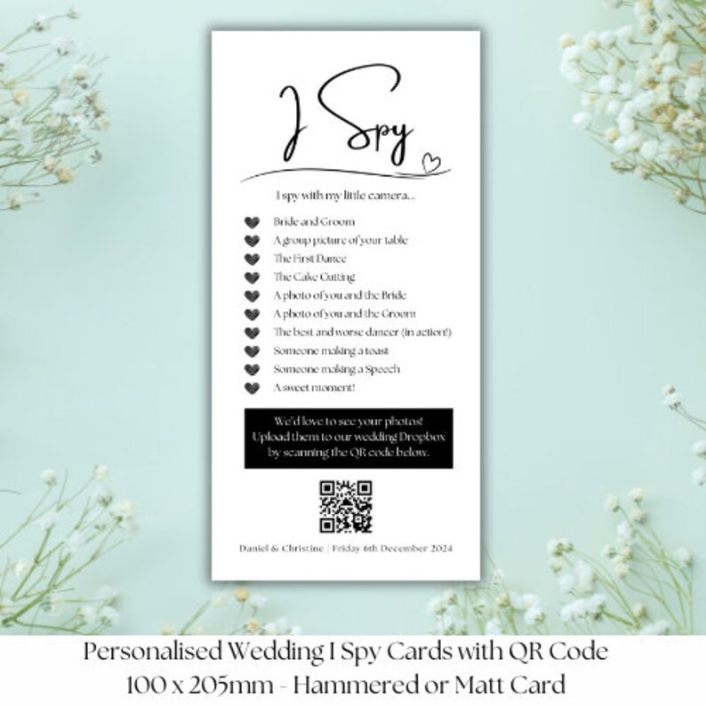 QR Code I Spy Wedding Card I Spy Wedding Game Wedding Reception Games ...