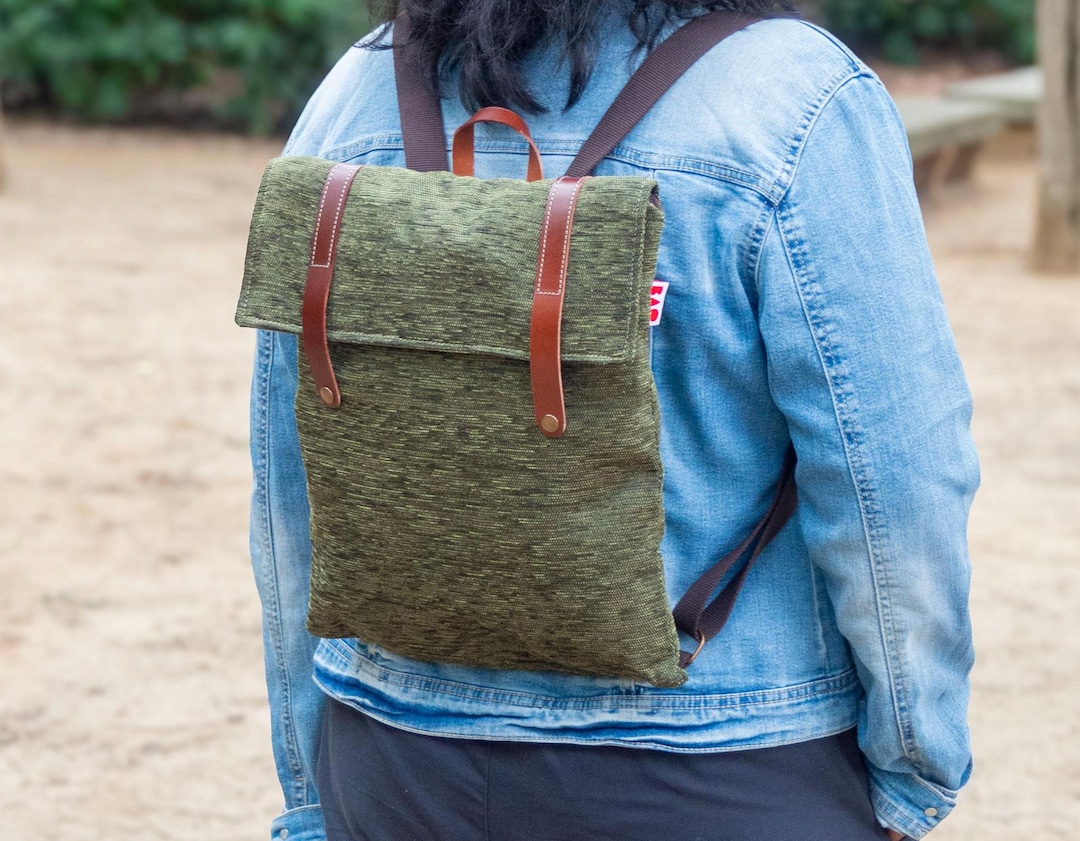 Snap Backpack, Backpack With Lid and Zipper, Small Fabric Backpack ...