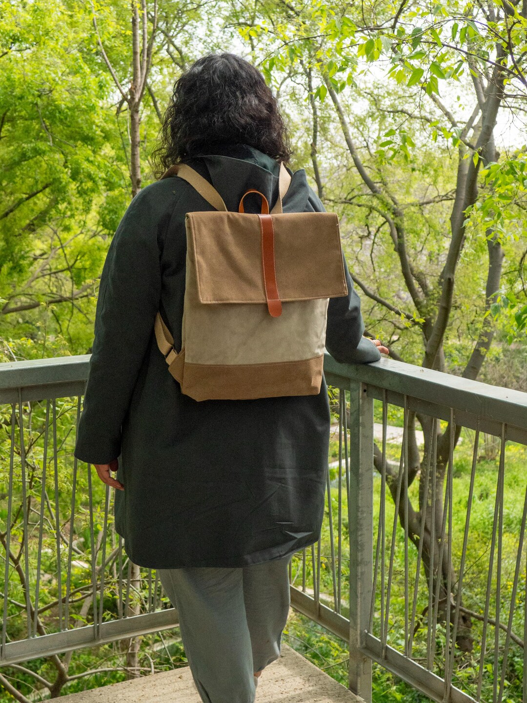 Medium Backpack, Backpack With Lid and Zipper, Brown Backpack, Urban ...