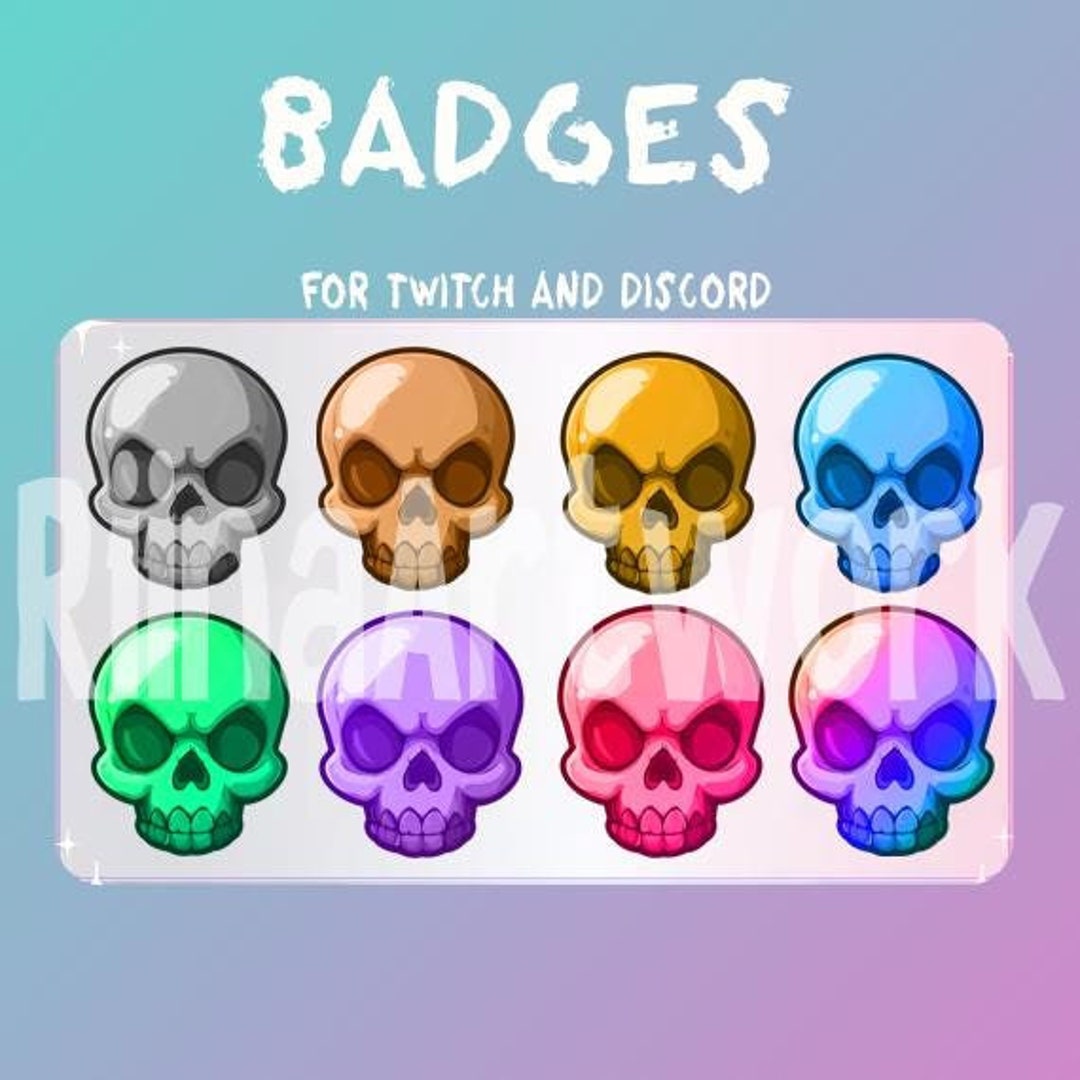 Skull Twitch Badge Pack for Streamer Bundle Discord Badge Skull Sub ...