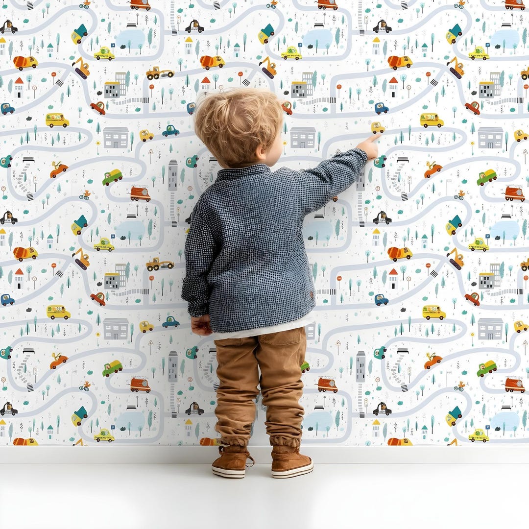 Cars Boys Wallpaper Peel & Stick, Unpasted Nursery Cute Animals ...