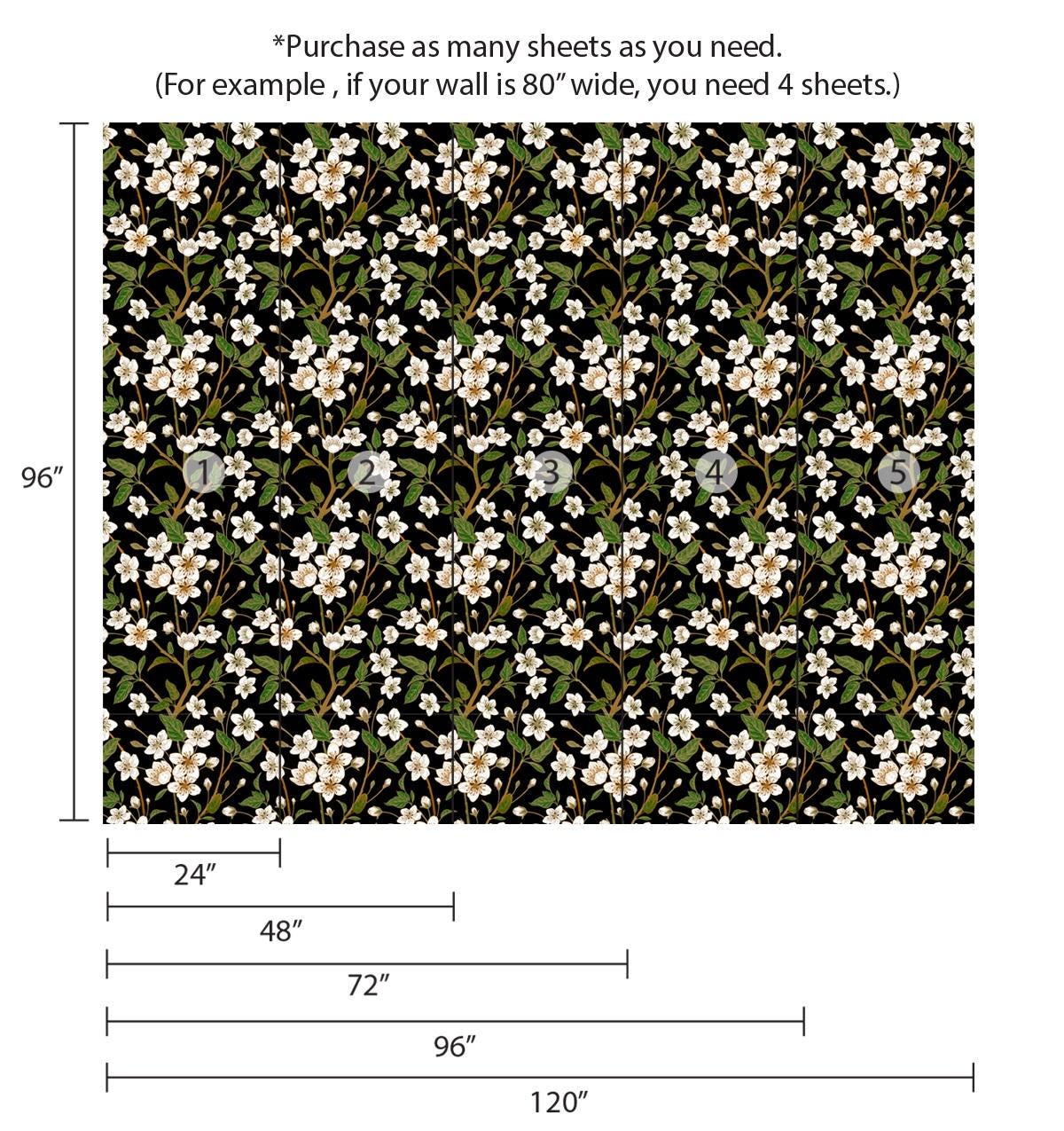 White Magnolia Flowers Dark Wallpaper, Retro Botanical Peel & Stick ...