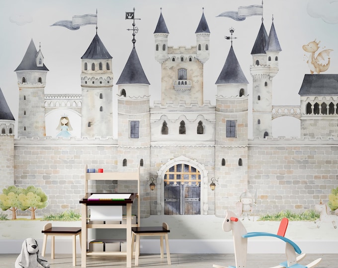 Medieval Castle Wallpaper- Nursery Castle Wallpaper | Children's Wall ...