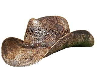 Straw Cowboy Hat With Beautiful Scroll Appliques on Each Side Brim ...