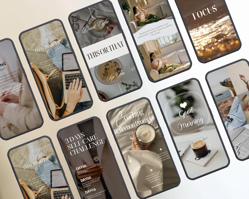 Aesthetic Instagram Story Template for Coaches | 50 Canva Templates ...