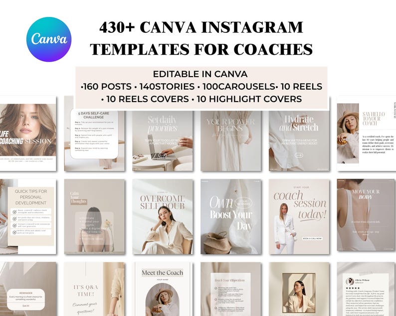 Mega Coach Instagram Templates | Canva Bundle for Coaching | Life ...