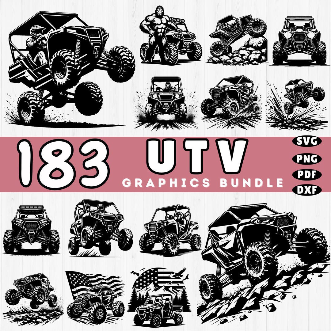 183 UTV SVG Bundle: Off-road Vehicle Clipart, Side-by-side Silhouette ...