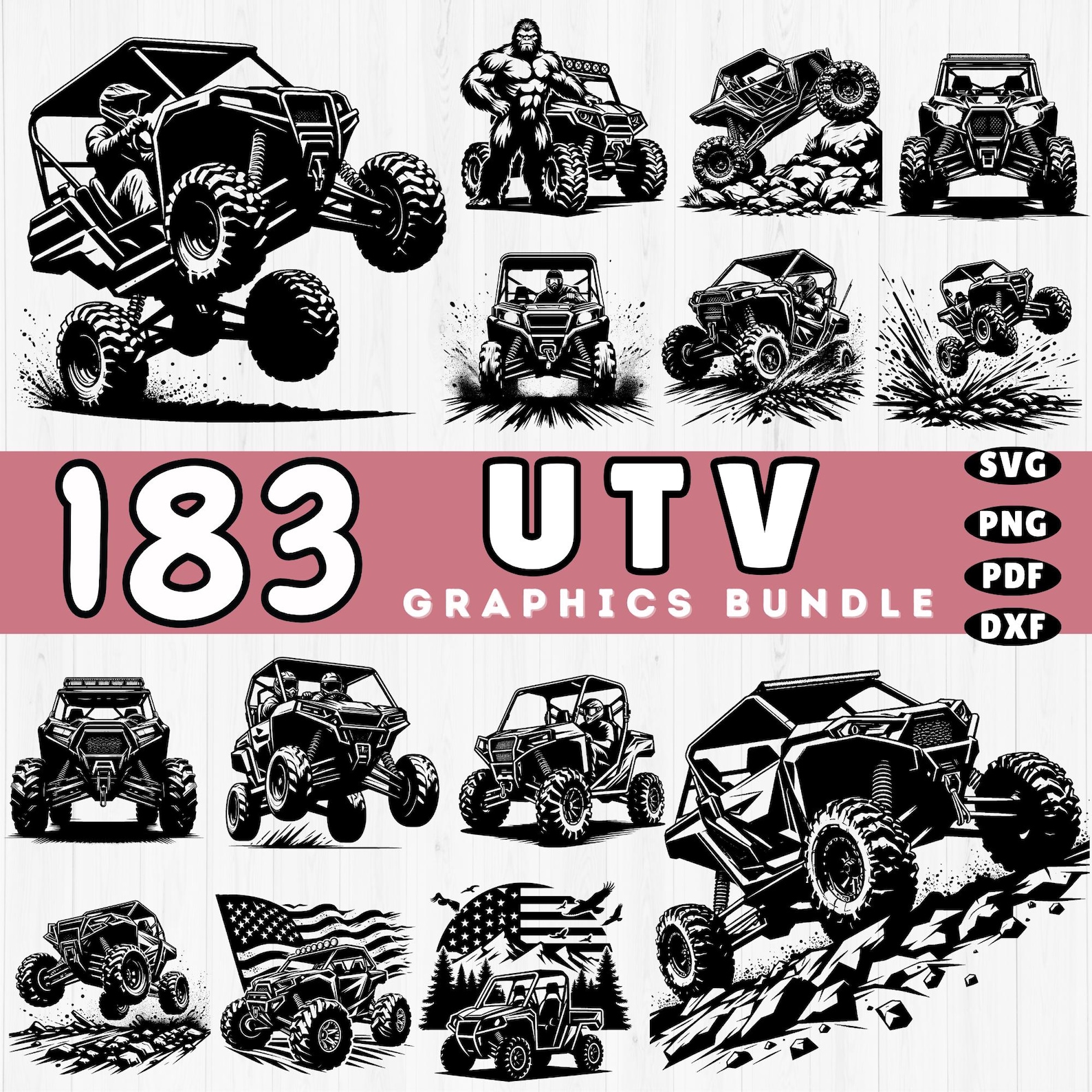 183 UTV SVG Bundle: Off-road Vehicle Clipart, Side-by-side Silhouette ...
