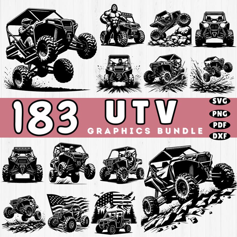 183 UTV SVG Bundle: Off-road Vehicle Clipart, Side-by-side Silhouette ...